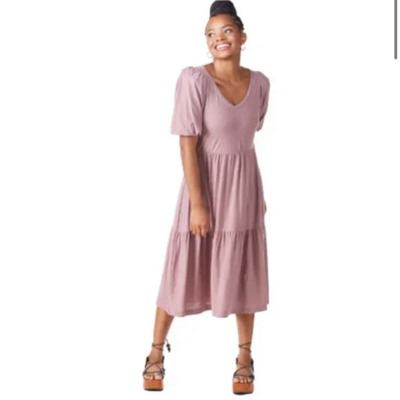Nation LTD | Dresses | Nation Ltd Geri Midi Dress Mauve Short Puff ...